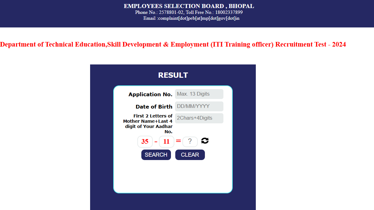 MPESB ITI Training Officer ITITO Recruitment Test 2024 - check Result ...